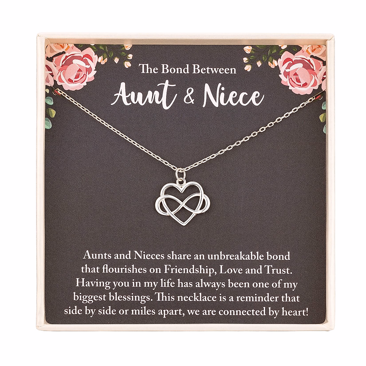 RareLove Aunt Gifts,Aunt Christmas Gifts,Gifts for Aunt Gifts from Niece,925 Sterling Silver Tiny Infinity Heart Necklaces for Women,Aunt Niece Necklace