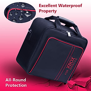 oamarando Carrying Case for XBOX ,Compatible with XBOX SERIES X/S, Travel Storage Bag for XBOX Controllers and Accessories,with Controller Protection Box (Black-Red)
