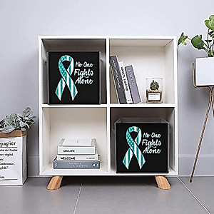 Cervical Cancer Awareness Flag Storage Bins Cubes Foldable Fabric Organizers with Handles Clothes Bag Book Box Toys Basket for Shelves Closet 10.6"