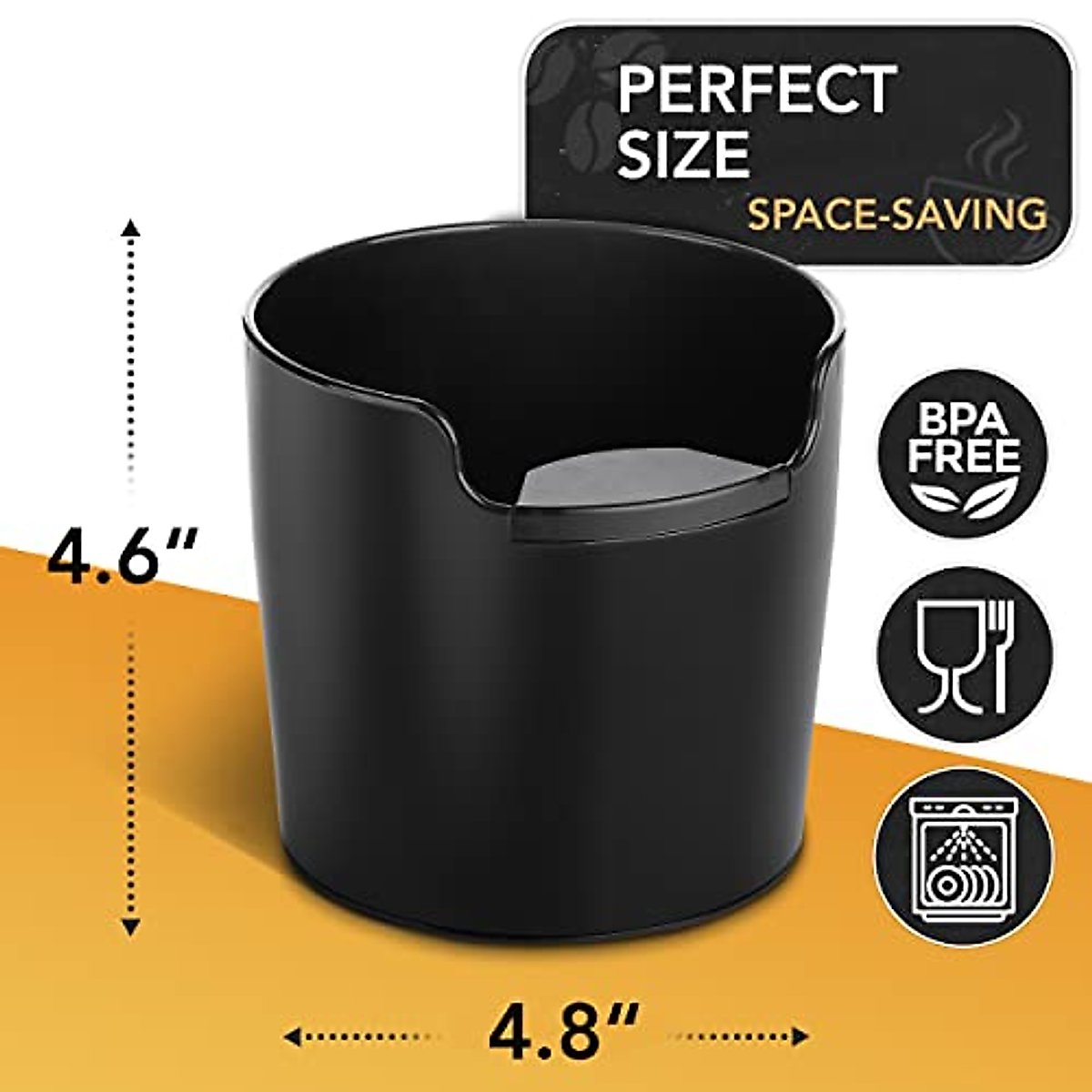 homeffect Knock Box with Improved Handling - Innovative Espresso Tools - Coffee Knock Box Espresso, Black - Espresso Machine Accessories - Knock Box for Espresso Coffee Grounds - Barista Accessories