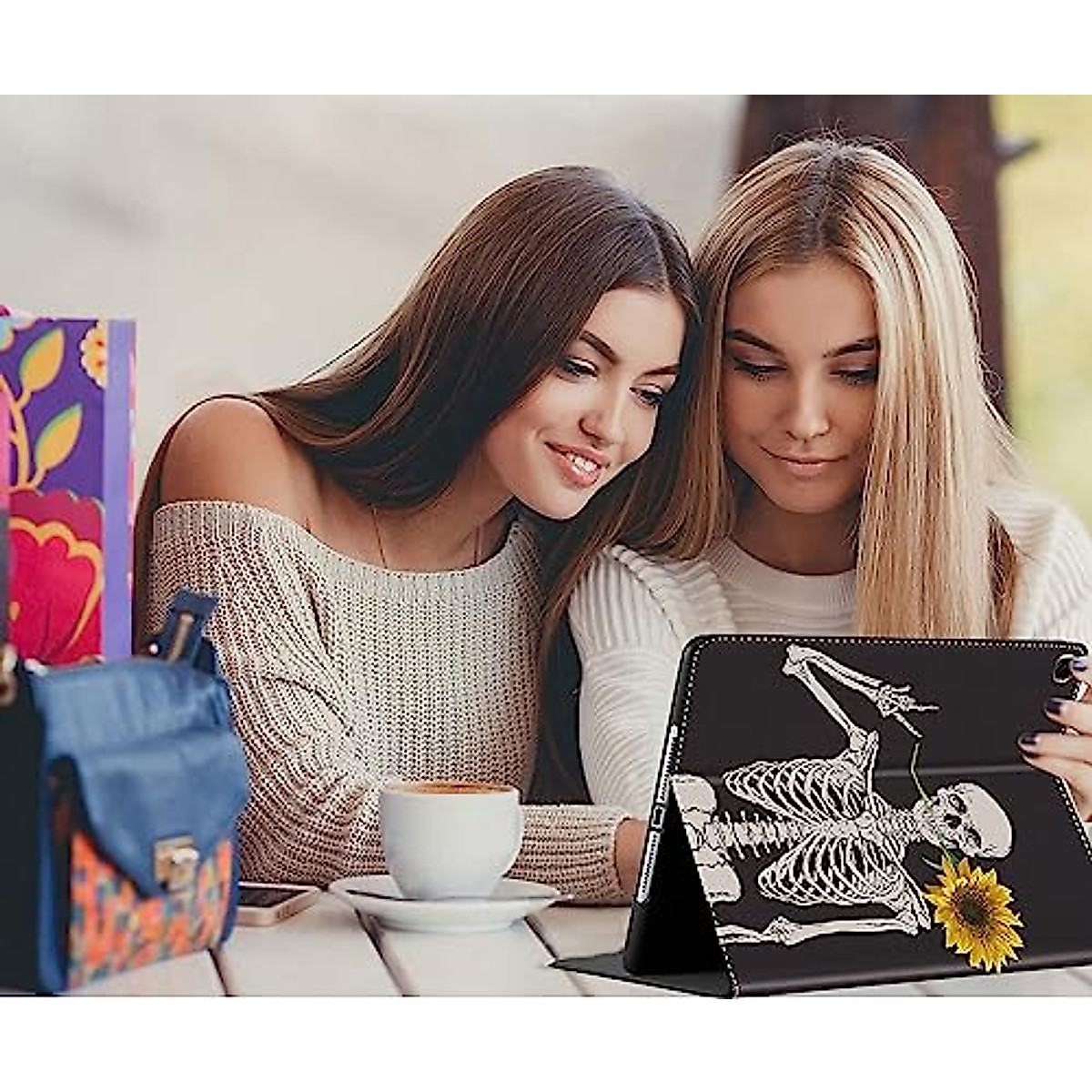 Case for iPad Pro 11 Inch 4th/3rd/2nd/1st Generation 2022/2021/2020/2018, Multi-Angle Smart Stand Cover Auto Sleep/Wake Fit iPad Air 4/5，Yellow Sunflower Skull