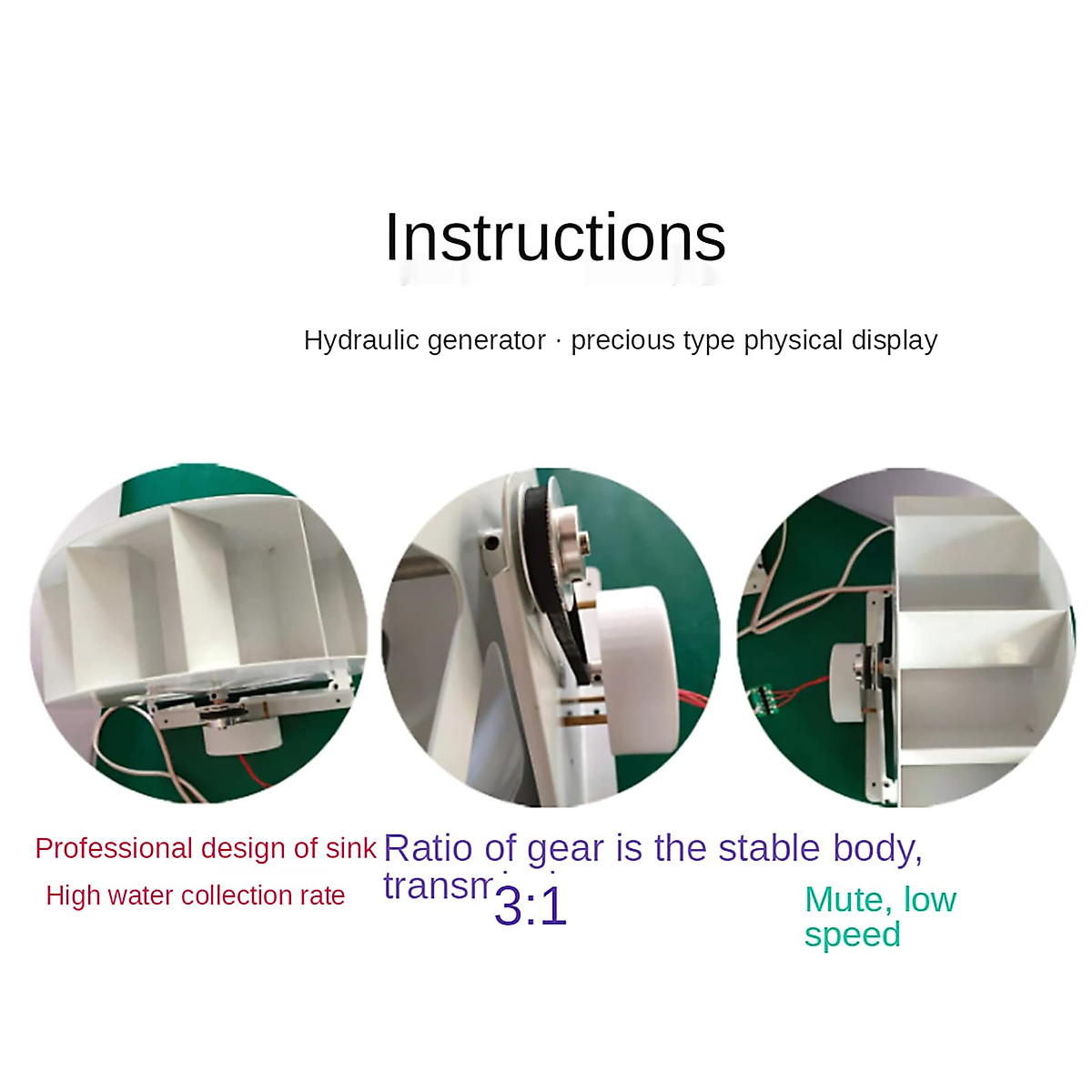LANGZDHE Hydro Turbine Generator,Waterwheel,Hydroelectric Power Plant,Low-Speed Disc-Type Electricity Generation,Wind and Water Wheel Outdoor-White 50w