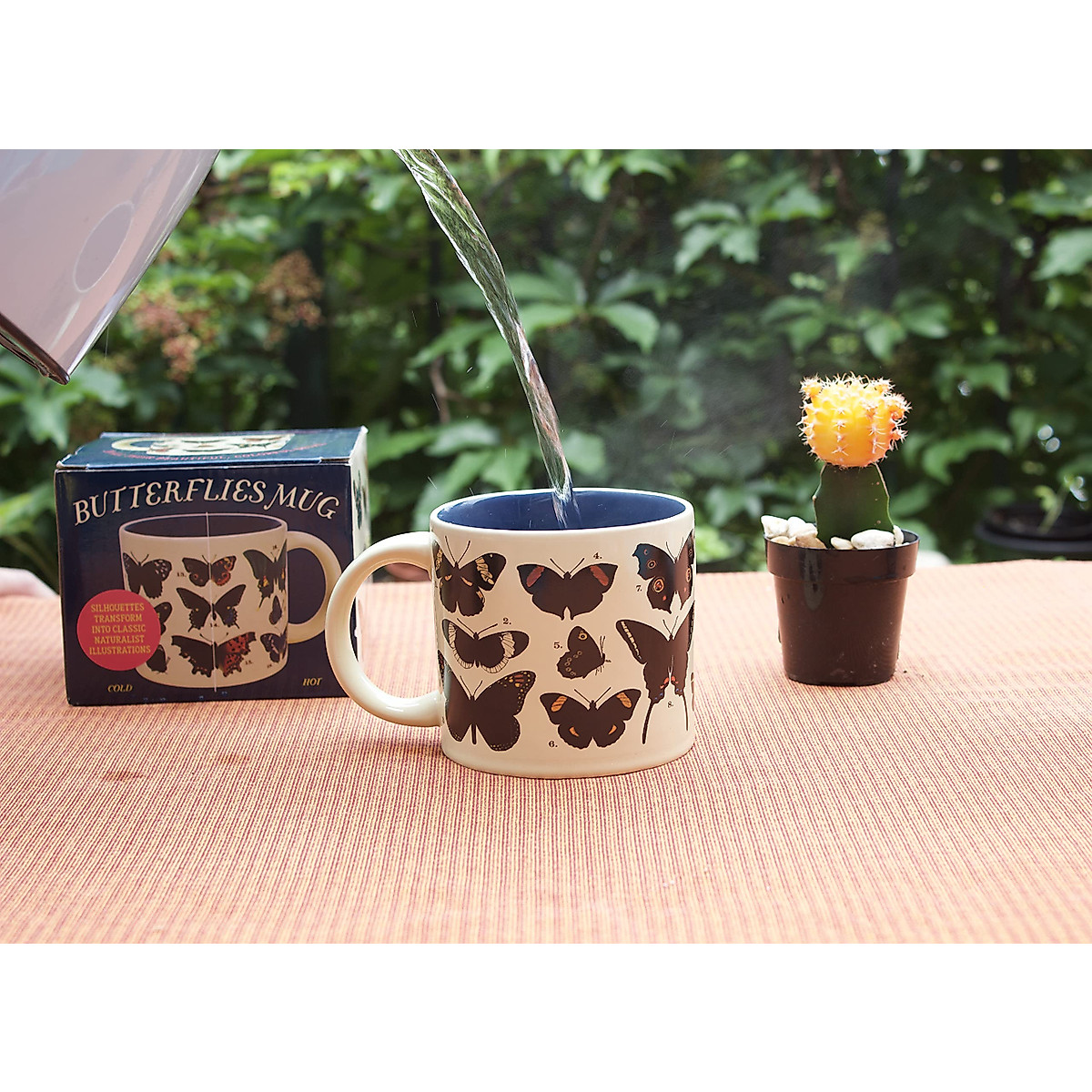 The Unemployed Philosophers Guild Butterfly Color Changing Heat Transforming Mug - Hot Coffee Reveals 18 Butterflies in Beautiful Colorful Detail, Comes in a Fun Box, 14oz.