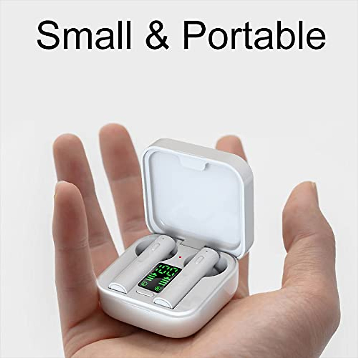 Acuvar Fully Wireless Bluetooth 5.2 Solar Rechargeable Waterproof Sweatproof Earbud Headphones with Microphone, Micro USB Power Charging LED Case Surround Stereo Bass and Passive Noise Cancelling