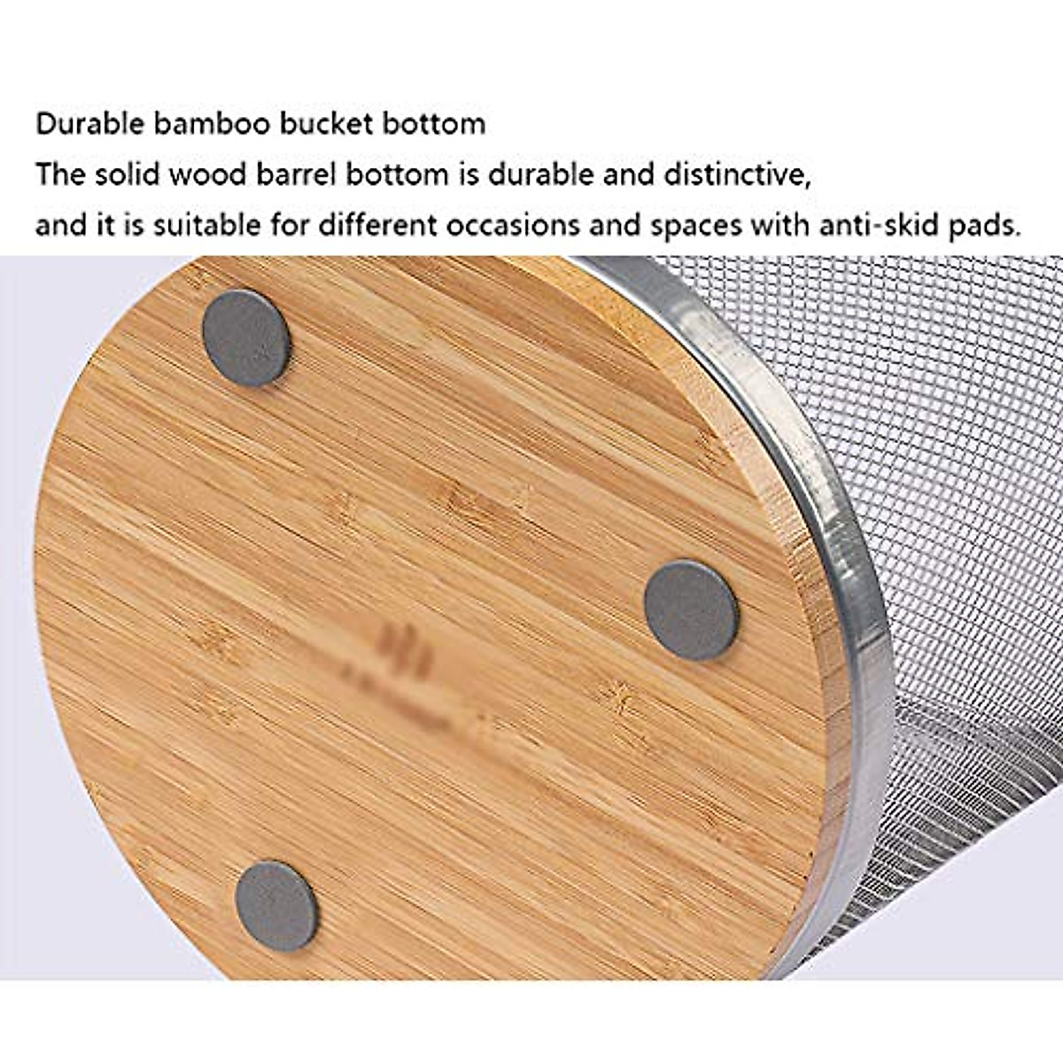 Trash Can Creative Iron Wire Mesh Trash Can Set Living Room Kitchen Bathroom Garbage Bin Office Thick Bamboo Bottom Paper Basket Waste Bin (Color : Purple)