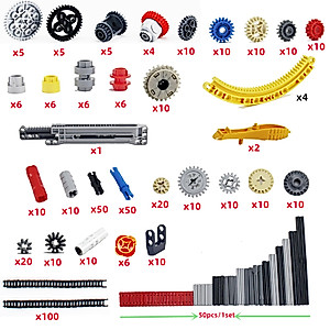 496 Pcs Technical Parts Building Blocks Gears Axle Pin Connector Compatible with Major Brand Toy Technical Cam Worm Cogs Gears Steering Parts Differential Engine Kit MOC Pieces for Replacement