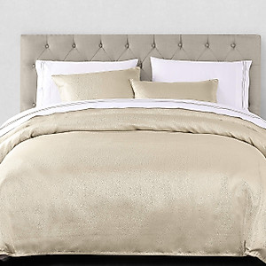HiEnd Accents Marilyn Modern Bubble 3 Piece Duvet Cover Set with Pillow Shams, Gold Metallic Jacquard, Super King Size, Boho Glam Style Luxury Bedding, 1 Comforter Cover and 2 Pillow Cases