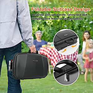 CAMPLUX Small Propane Grill 10,000 BTU, Portable Propane Grills 189 Square Inches, BBQ Tabletop Gas Grill for Camping, Picnic, RV Travel, Outdoor Cooking, Black