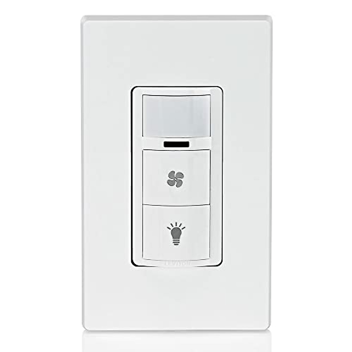 Leviton Decora in-Wall Combination Occupancy Sensor with Fan Switch, 1/4 HP, Residential Grade, Single Pole, White, DOD05-1LW