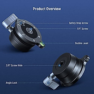 NEEWER Tripod Leveling Base (⌀50mm) Camera Leveler, Bubble Level Aluminum Adjusting Plate with 1/4" 3/8" Mounting Screw Compatible with Canon Nikon Sony DSLR Camera Camcorder, GM11