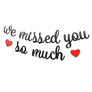 Welcome Home Black Banner We Missed You So Much Banner for Housewarming Patriotic Military Decoration Family Party Supplies Bunting Photo Booth Props Sign Pre-Strung (Black)