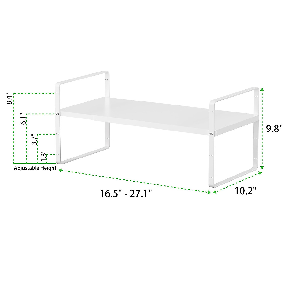 SOFRON Expandable Cabinet Storage Shelf Stackable Organizer Rack for Kitchen Bathroom Pantry Spice Cupboard Countertop Home Office Desk Heavy Duty Nonslip White Large 1 Pack