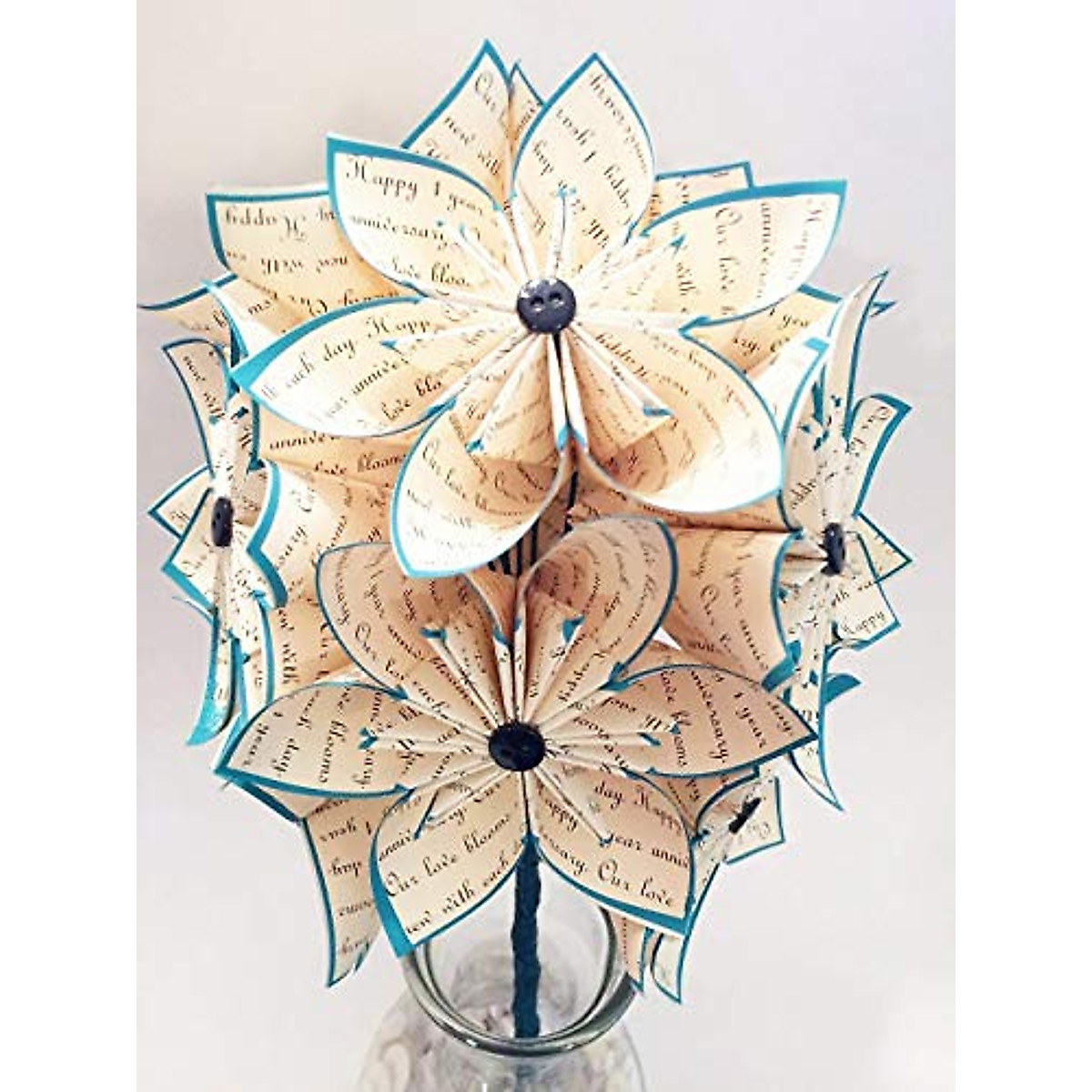 A Dozen "I Love You's" - 12 paper flowers, custom gift, 1st anniversary, gifts for her,bouquet, origami, red rose, made to order