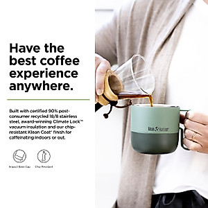 Klean Kanteen Rise 14oz Mug - Stainless Steel with Flip Lid - Sea Spray