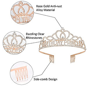 Birthday Princess Crown & Birthday Sash, Birthday Girl Crown Birthday Tiara for Women Birthday Decorations Birthday Crown and Sash for Girls Princess Birthday Gifts