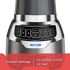 BLACK+DECKER PowerCrush Digital Blender with Quiet Technology, Stainless Steel, BL1300DG-T