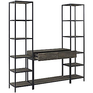 Crosley Furniture KF13053BR Jacobsen 3-Piece Entertainment Set, Brown Ash/Matte Black