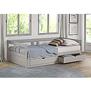 Alaterre Furniture Melody Extendable Bed Daybed, Dove Gray