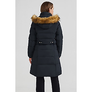 Orolay Women's Puffer Down Coat Winter Warm Jacket with Faux Fur Trim Hood Black X-Large