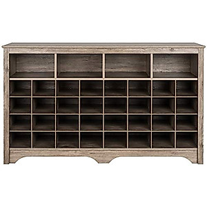 Pemberly Row Transitional 36 Cubby Wooden Shoe Cubby Console in Drifted Gray