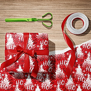 GIOLAINY Christmas Wrapping Paper for Kids Boys Girls Baby Men Women - Xmas Gift Wrap Contain Red Trees, Pink Santa, Snowflakes, Green "Merry Christmas" with Holly Design - 6 Sheets (29*42 Inch per