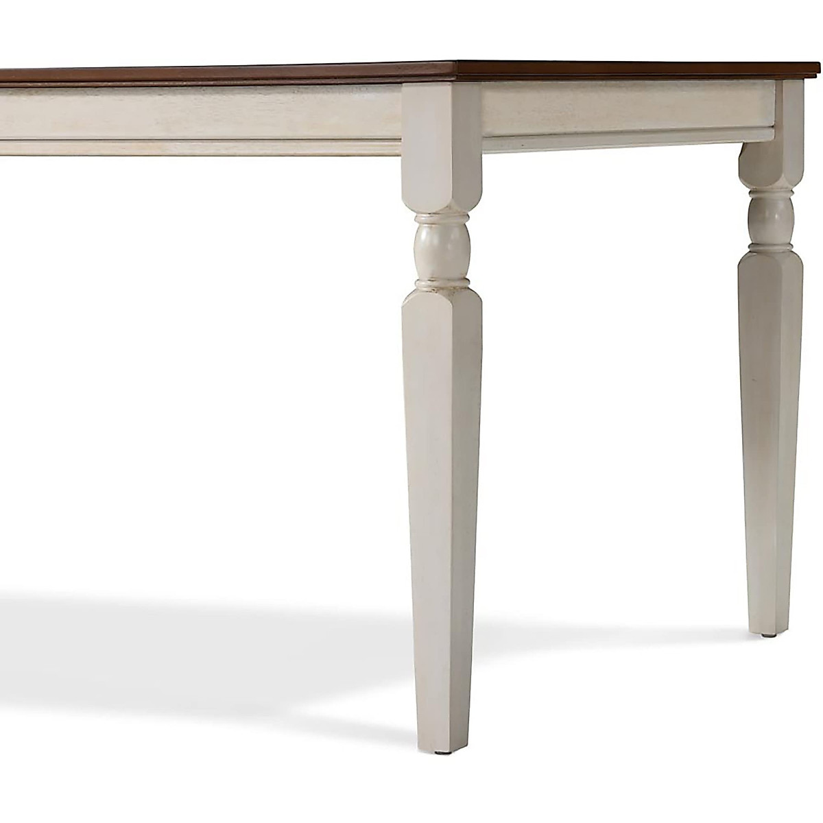 Finch Provence Farmhouse Table, Two-Toned Wood with Turned Legs, Traditional Rustic Furniture Decor for Kitchen or Dining Room, 60" Inch Tabletop, White, 60D x 35.86W x 29.72H in