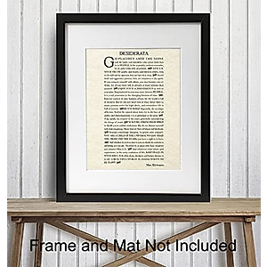 Desiderata Poem Wall Art Print - Max Erhman - Unframed Typography - Makes a Great Gift for Home Decor - Inspirational and Motivational - Ready to Frame (8x10) Photo