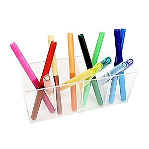 Acrylic Pen Holder 4 Compartments Clear Pencil Holder Organizer Makeup Brush Holder