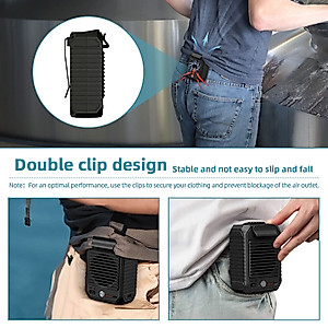 CIVPOWER Portable Waist Clip Fan, 10000mAh Battery Personal Hands-free Belt Fan, 3 Speeds, Body Fan for Outdoor Works, Farm, Hiking, Camping, Gardening, Travel