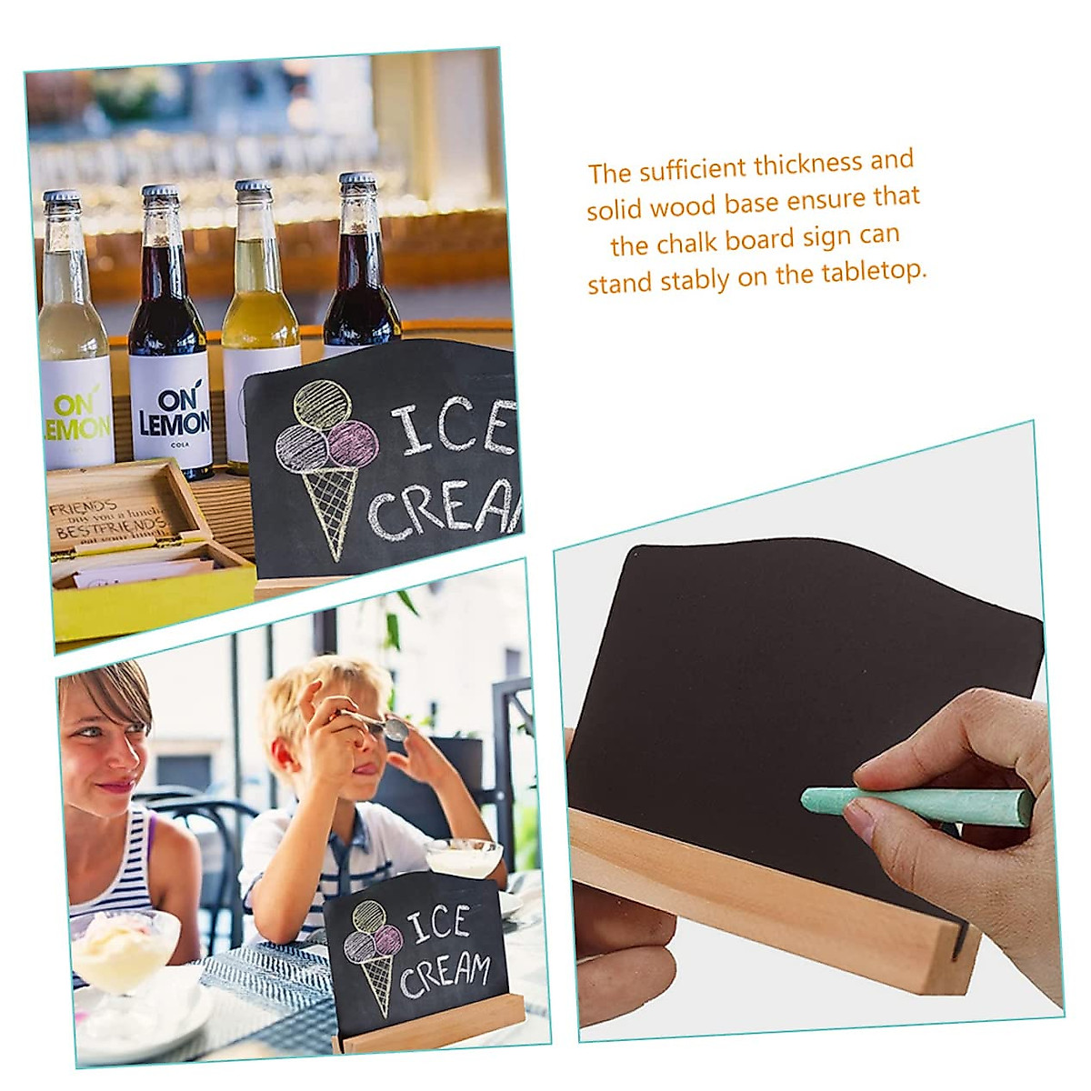 NUOBESTY 12Pcs Message Board bar Counter Buffet chalkboards Writing Board The Sign Double Sided Desk Topper Wooden Wedding Signs Desktop Wedding Blackboard Stand Chalk Board