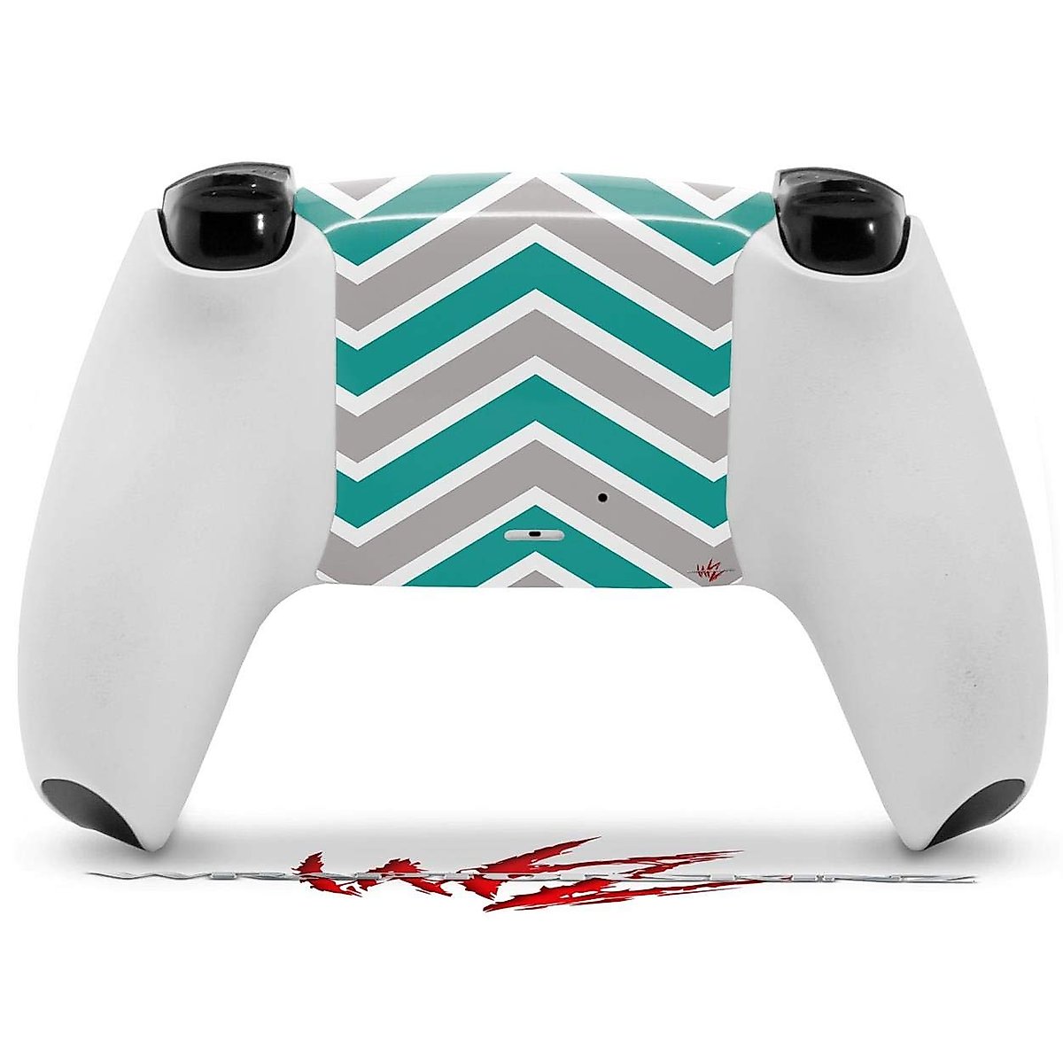 WraptorSkinz Skin Wrap compatible with Sony PS5 DualSense Controller Zig Zag Teal and Gray (CONTROLLER NOT INCLUDED)