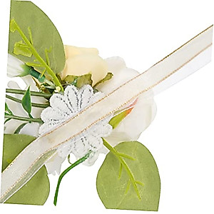 WATIIFUFU Corsage Wristlet 1 Set Wrist Flowers and Corsages Wedding Wrist Corsage Bridal Flower Bracelet Wedding Dress Accessories Bride Accessories Groom Boutonniere Bride Wristband