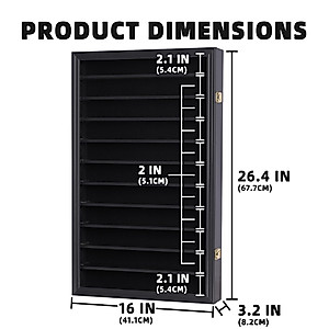 Hot Model Toys Cars Diecast Display Case Cabinet Wall Rack Compatible with Wheels and Matchbox Cars 1/64-1/43 Scale, 26.5" H X 16" W X 3.25" D Black Color Frame