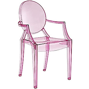 Modway Casper Modern Acrylic Stacking, Two Dining Armchairs, Pink