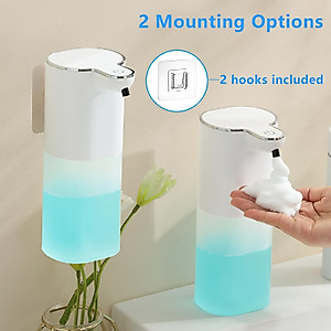 Automatic Soap Dispenser - Touchless Foaming Kids Hand Soap Bottle - Rechargeable Hands Free Pump for Bathroom or Kitchen with Wall Mount Hook