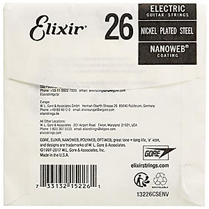 Elixir Strings Electric Guitar String NANOWEB Coating, .026