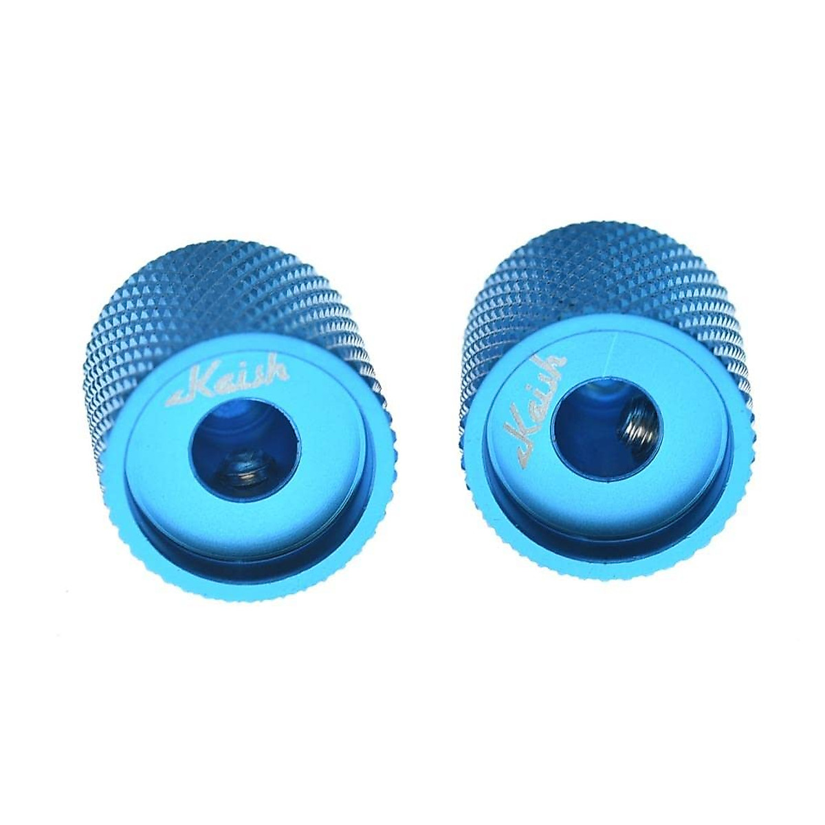 KAISH Set of 2 Aluminium Metal Flat Top Guitar Bass Knobs Guitar Volume/Tone Control Knobs 1/4" Universal Potentiometer Pot Knobs with Indicator Line for Tele/Telecaster Blue