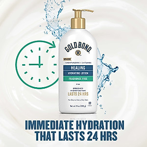 Gold Bond Fragrance Free Healing Hydrating Lotion, 14 oz., With Aloe, Immediate 24-Hour Hydration