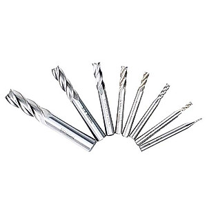 AUTOTOOLHOME 1/8" 3/16" 1/4" 5/16" 3/8" 1/2" high Speed Steel HSS 4 Flute Straight End Mill Cutter 5/32" 1/16" Set of 8