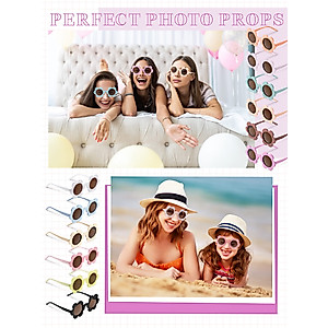 Kanayu 12 Pairs Christmas Flower Sunglasses 5.71 Inch Adult Round Uv Protection Flower Glasses Colorful Eyewear for Women Men(Multicolor)