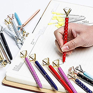 Big Diamond Pen 20 Pieces Rhinestones Crystal Metal Ballpoint Pens Black Ink With 20 Pack 3.2'' Ballpoint Pen Refills, Different Colors (20Pcs Big Diamond Pen)