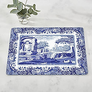 Portmeirion Home & Gifts Blue Italian Glass Worktop Saver, Blue & White, 30 x 40cm