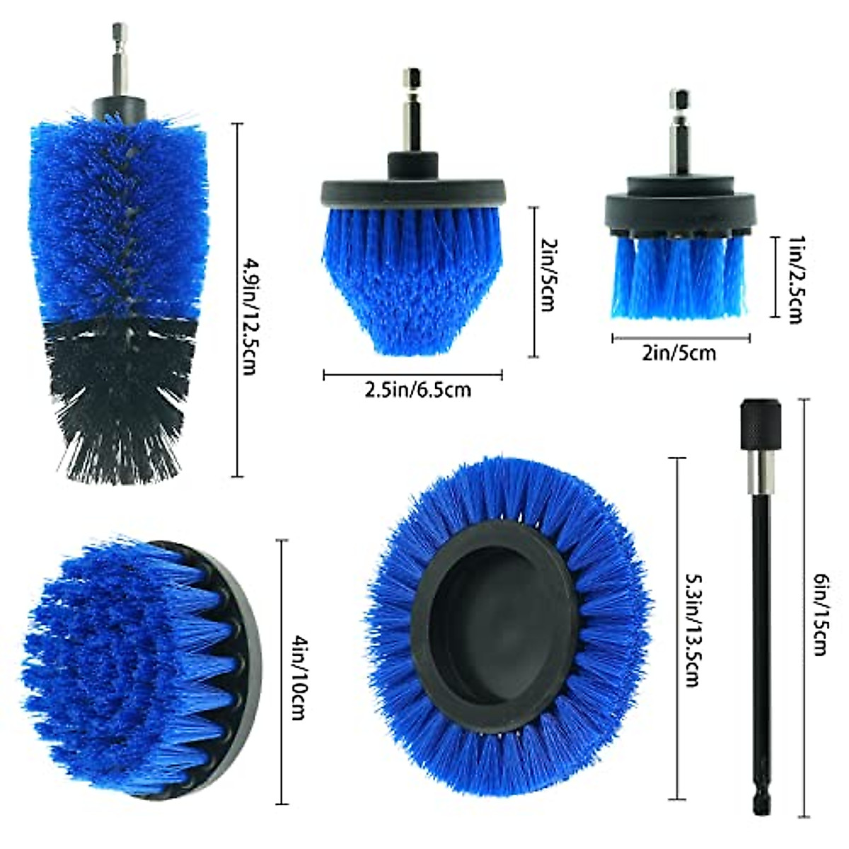 CLEAFOU 7 Pcs Drill Brush Attachment Set with Extend Attachment All Purpose Power Scrubber Brush Cleaning Kit for Bathroom Surfaces, Grout, Floor, Tub, Shower, Tile, Kitchen and Car, Blue