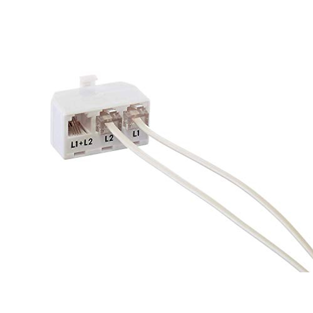 1 Pack, White - 2 Line Phone Splitter - 3 Way Telephone Line Splitter (Line 1, Line 2, and Twin Line) - Dual Line Telephone Splitter with RJ11 Keystone Jack - Phone Line Adapter - 1 Piece, White