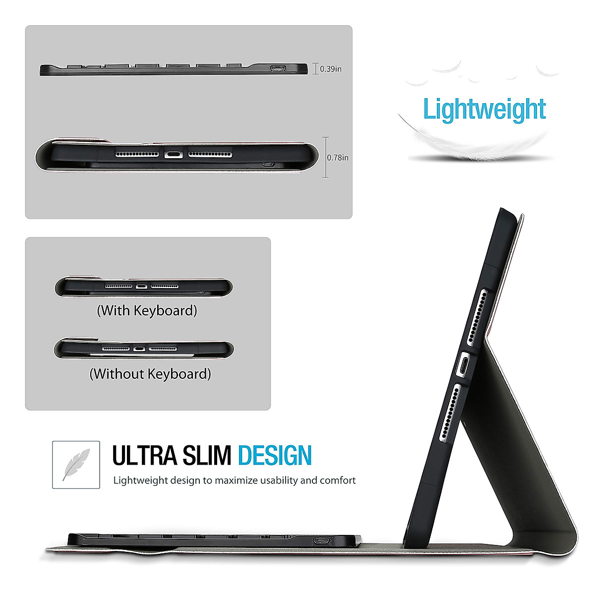 ProCase Keyboard Case for iPad 10.2 9th Gen 2021/ 8th Gen 2020/ 7th Gen 2019/ iPad Air 10.5" 2019 / iPad Pro 10.5 2017, Wireless Magnetically Detachable Keyboard Case, Auto Sleep/Wake -Black