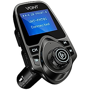 Bluetooth FM Transmitter for Car, Bluetooth Car Adapter Kit, 1.44 inch Display, Supports SD TF Cards, Bluetooth Aux Adapter, Compatible with All Smartphones/iPods, FM Transmitter Bluetooth