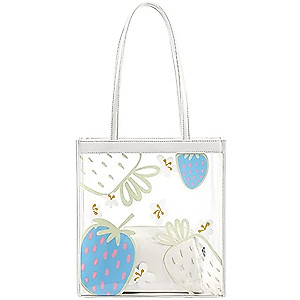 QZUnique Handbags Set Clear PVC Shoulder Bag + Leather Crossbody Bag Large Printed Cute Tote Bag for Women