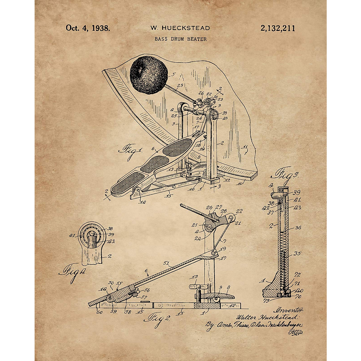 Drummer Gifts for Men - Music Wall Decor - Set of 6 (8x10) Unframed Drum Patent Wall Art Prints - Music Room Studio Decorations - Percussionists Teachers Musicians