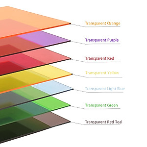 XLNT TECH 7 Pieces & 7 Colors 8" x 12" x 0.118" Transparent Colored Cast Acrylic Sheets, Plexiglass Plastic Sheet for Laser Cutting, Engraving Signs, DIY Projects.