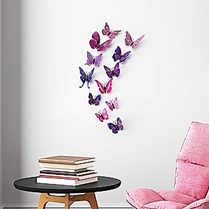 MOZUVE 120pcs Butterfly Wall Decor, Removable 3D Butterfly Wall Decals, Butterflies Decoration Suitable for DIY Kids Nursery, Bedroom Decor, TV wall, Wedding, Birthday etc